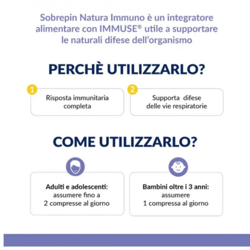 SOBREPIN NATURA IMMUNO INTEGRATORE DIFESE IMMUNITARIE 20CPR | Linfafarmacie.it